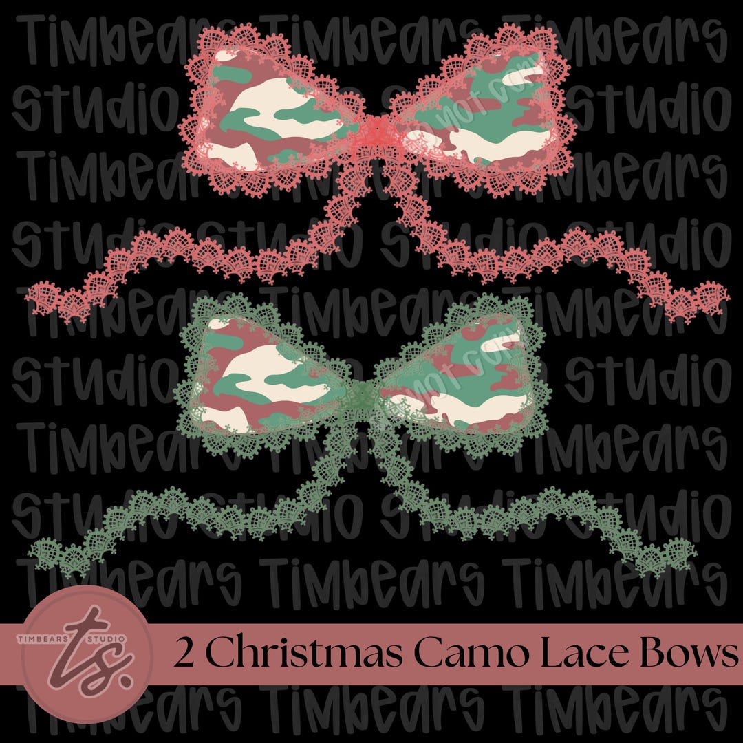 Lace Christmas Camo Bow Bundle, Preppy Lace Bow, Camouflage Bow, Camo ...
