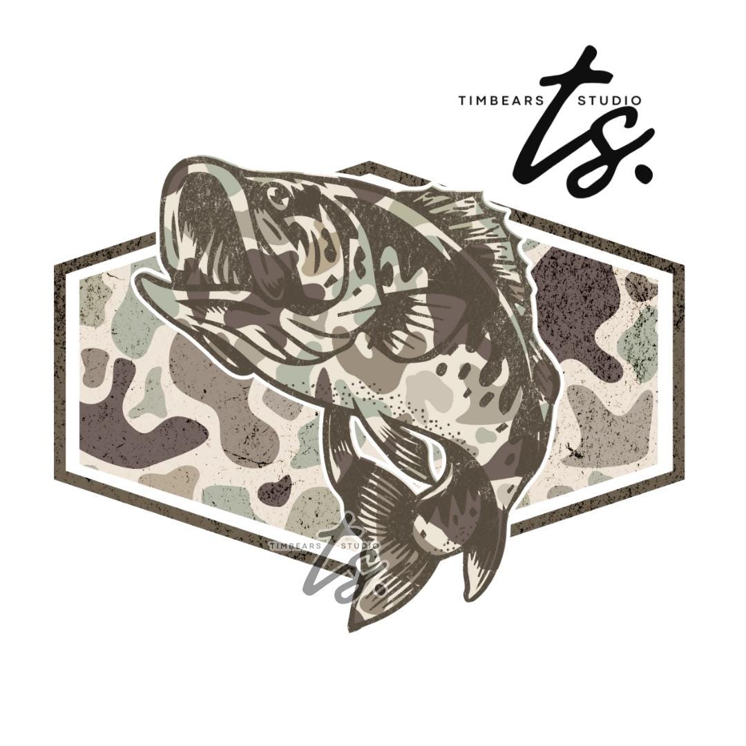 Camo Fish Label PNG, Bass Png, Angler Png, Fish Patch Png, Frame ...