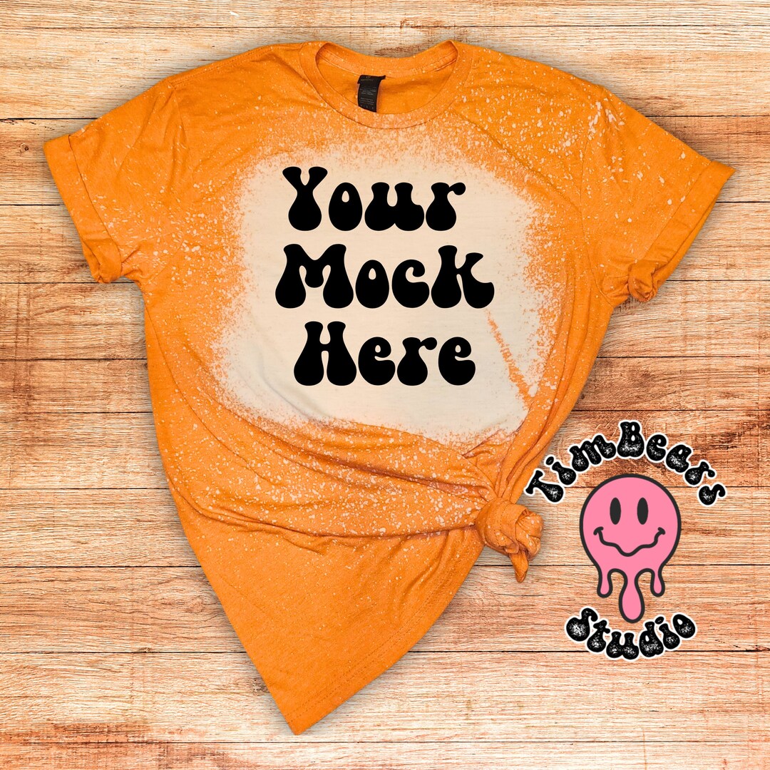 Orange Bleached Gildan Tshirt Mock up - Halloween Mock up - Tshirt ...