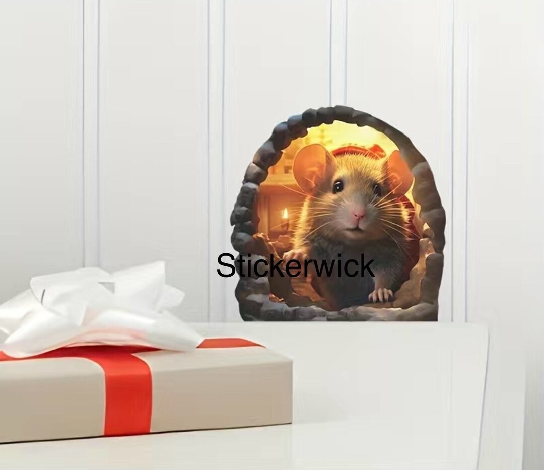 Cute Mouse Hole Wall Sticker Decal for Baseboard / Wall Mini Mural Mice ...