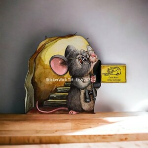 Cute Mouse Hole Wall Sticker Decal for Baseboard / Wall Mini Mural Mice ...