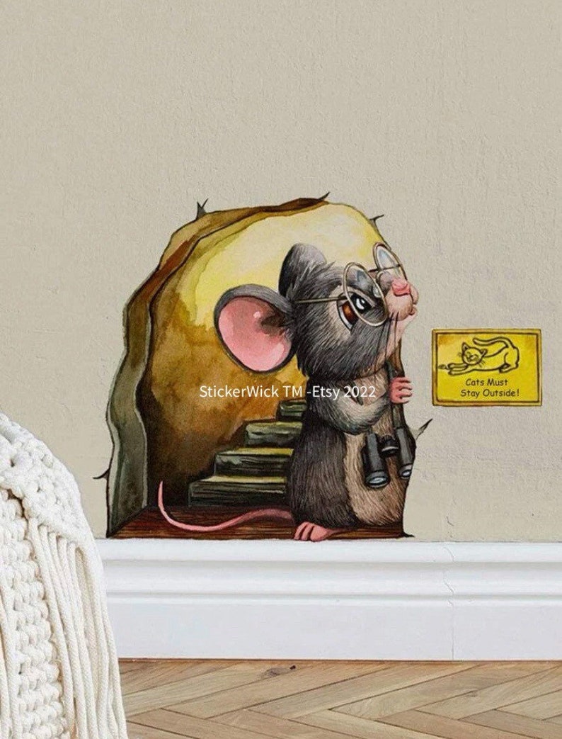 Cute Mouse Hole Wall Sticker Decal for Baseboard / Wall Mini - Etsy