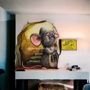 Cute Mouse Hole Wall Sticker Decal for Baseboard / Wall Mini Mural Mice ...