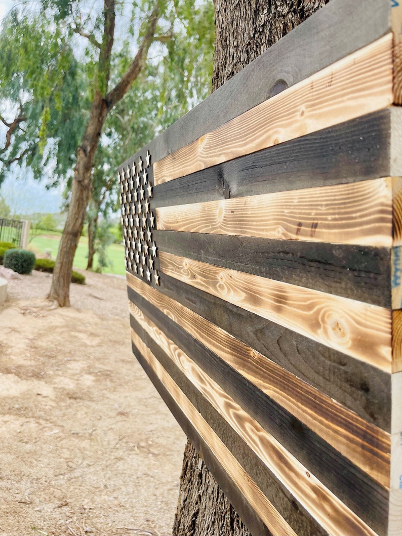 BLUE POLICE FLAG 19"x36" Rustic, American Flag, Police, Wooden Rustic ...