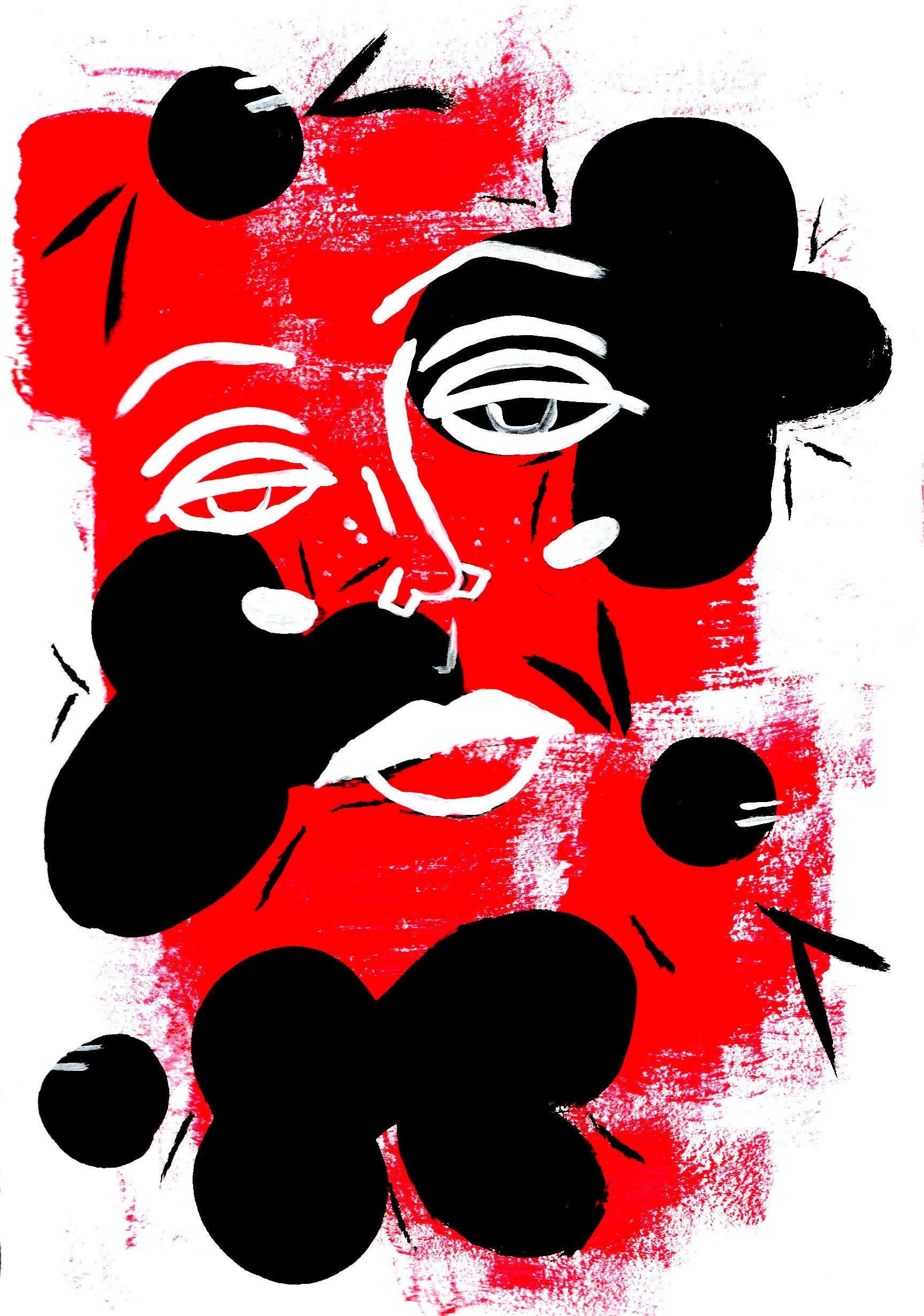 Original Abstract Red Face Art Print 11x8.5 11x14 16x20 | Etsy