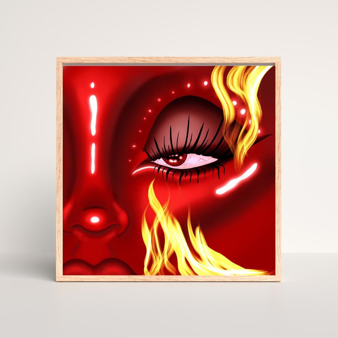 Fiery Gaze Art Print | Red Surreal Eye Illustration | Dark Fantasy ...