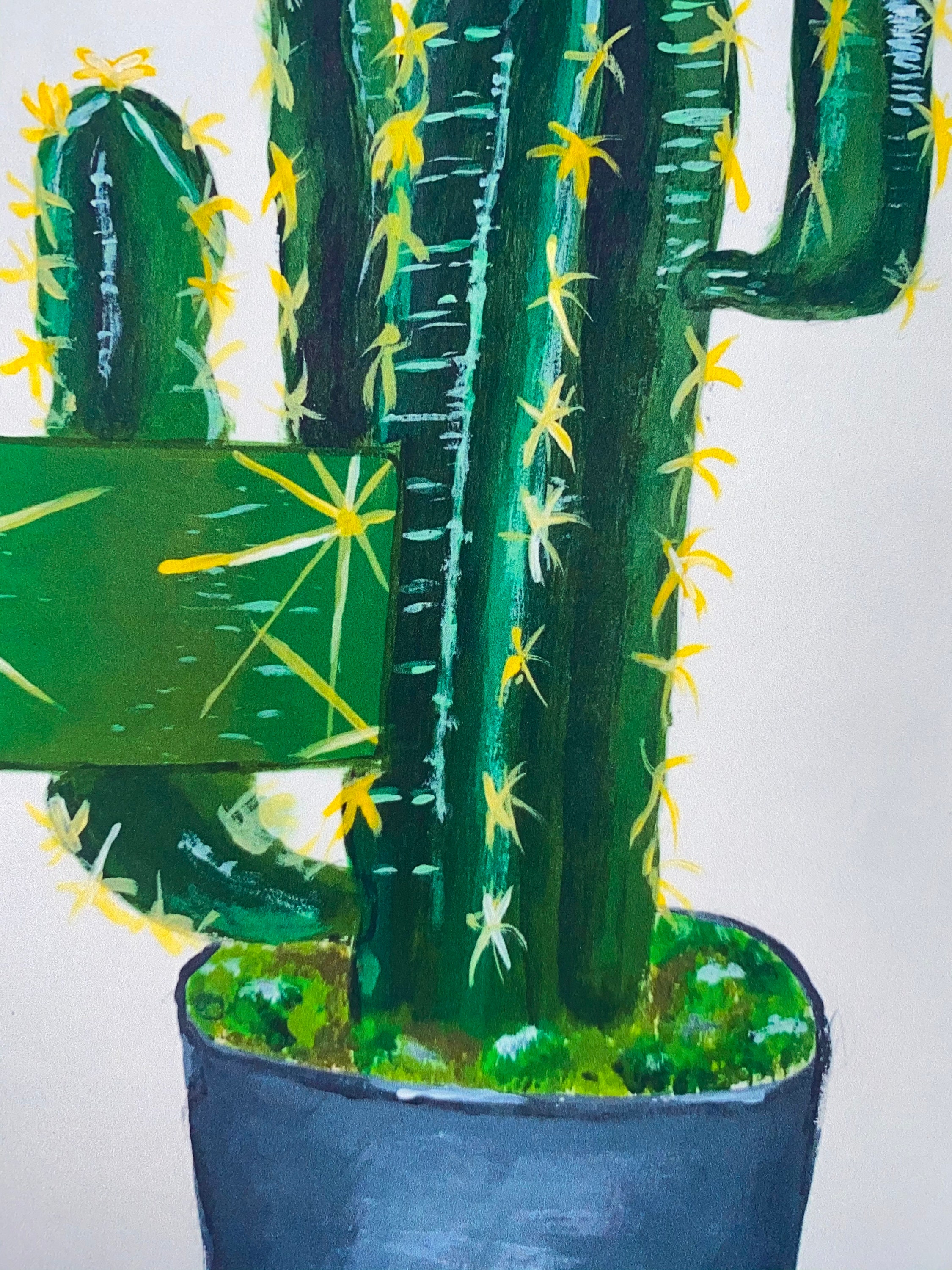 Vibrant Zoomed in Realistic Cactus Wall Art. Acrylic Paint - Etsy