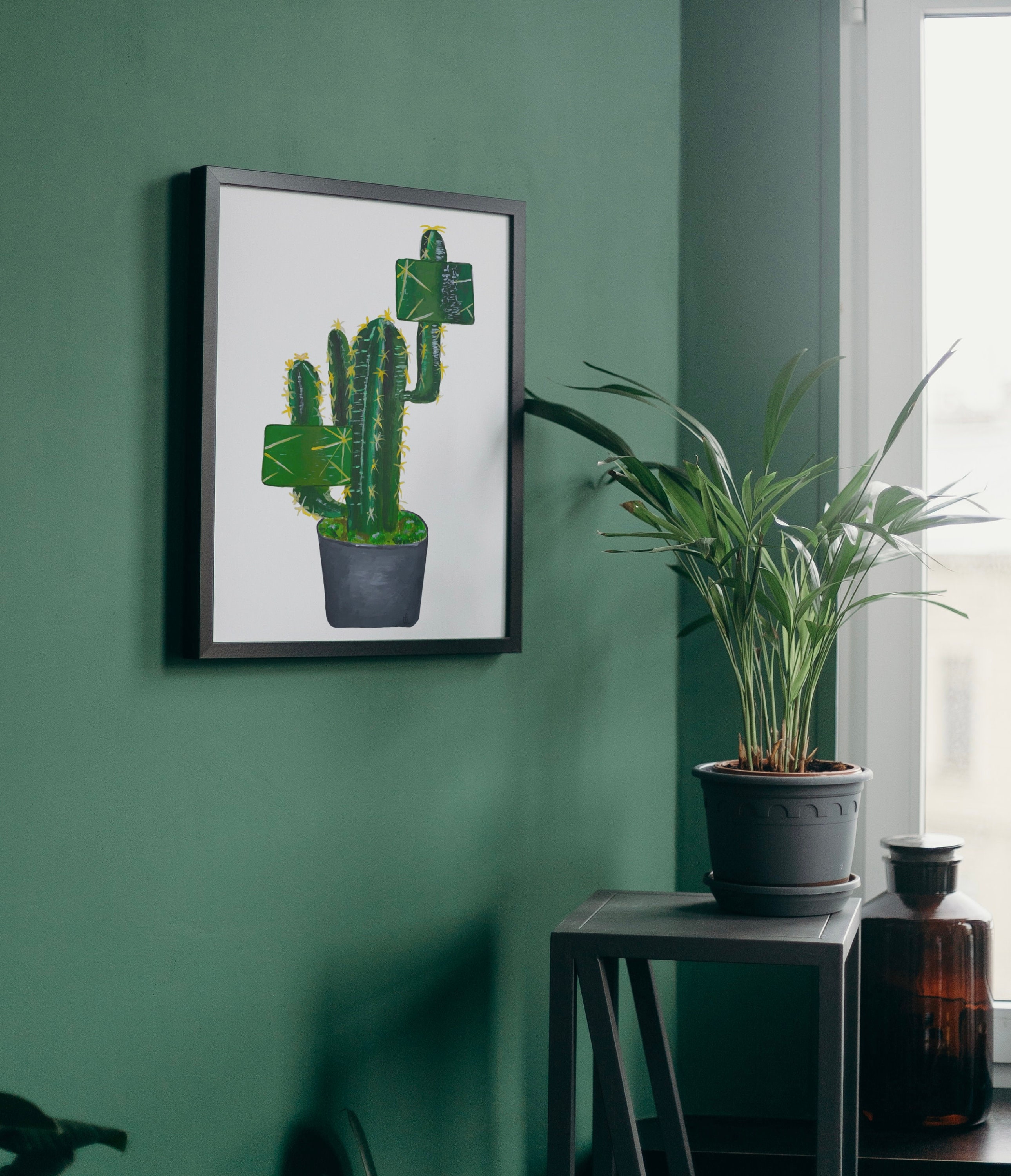 Vibrant Zoomed in Realistic Cactus Wall Art. Acrylic Paint - Etsy