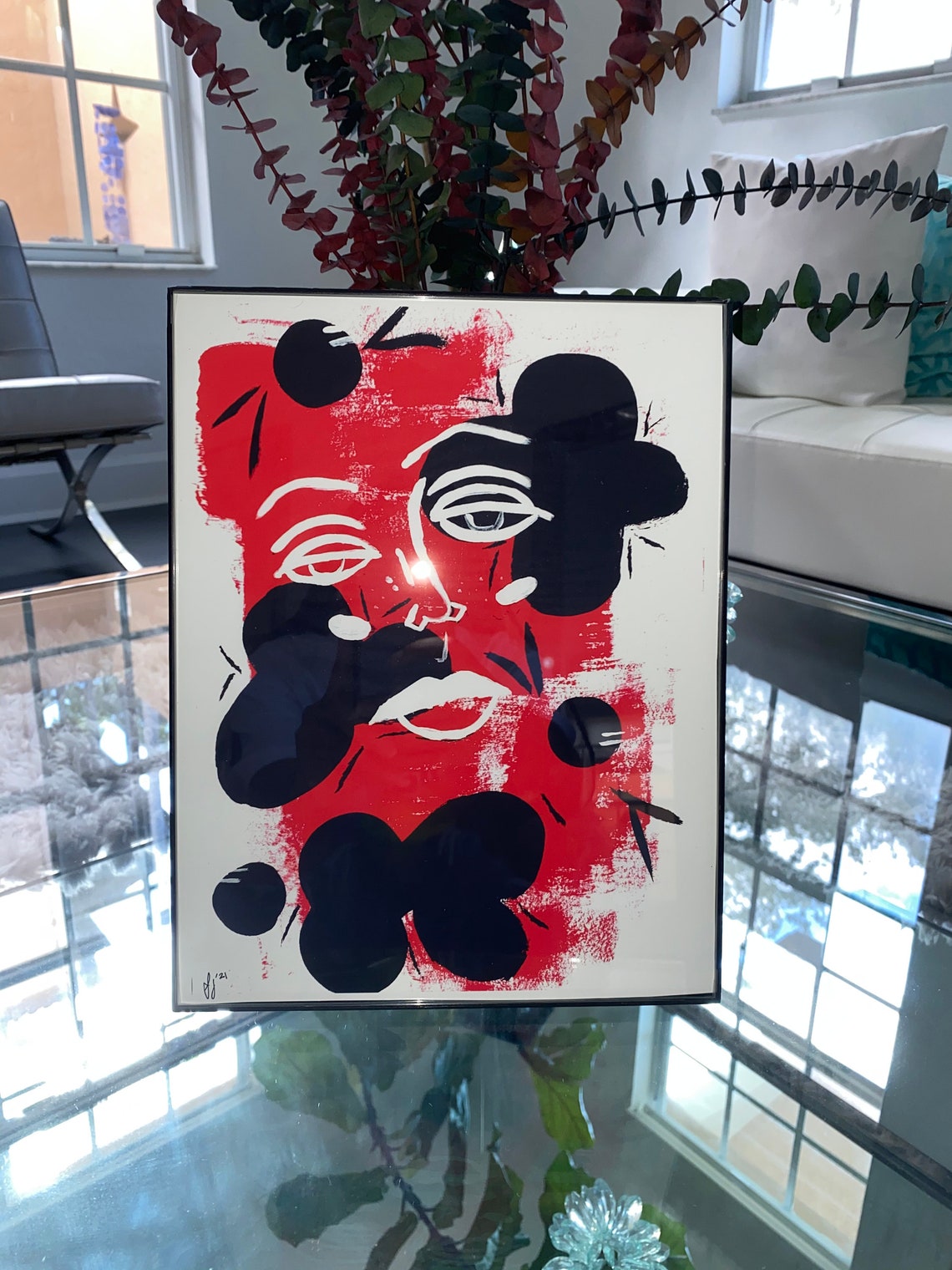 Original Abstract Red Face Art Print 11x8.5 11x14 16x20 - Etsy