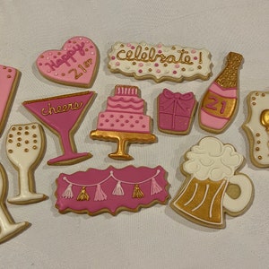 Beautifully Decorated 21st Birthday Decorated Sugar Cookies - Etsy