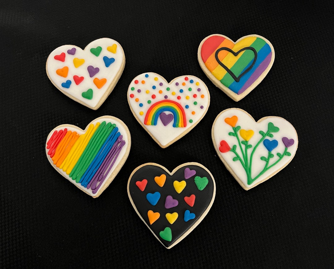Beautiful Pride Heart Decorated Sugar Cookies, Pride Cookies, LGBTQ ...