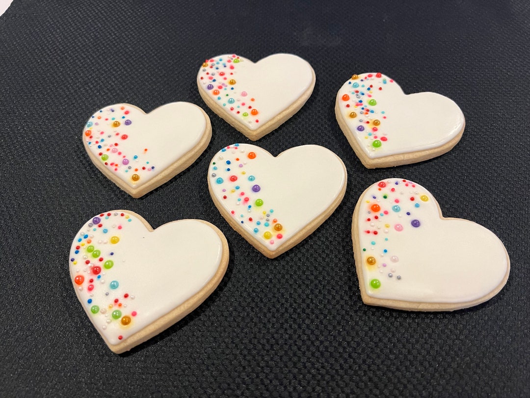 Elegant Rainbow Pearl Wedding Cookies, Pride Heart Decorated Sugar ...