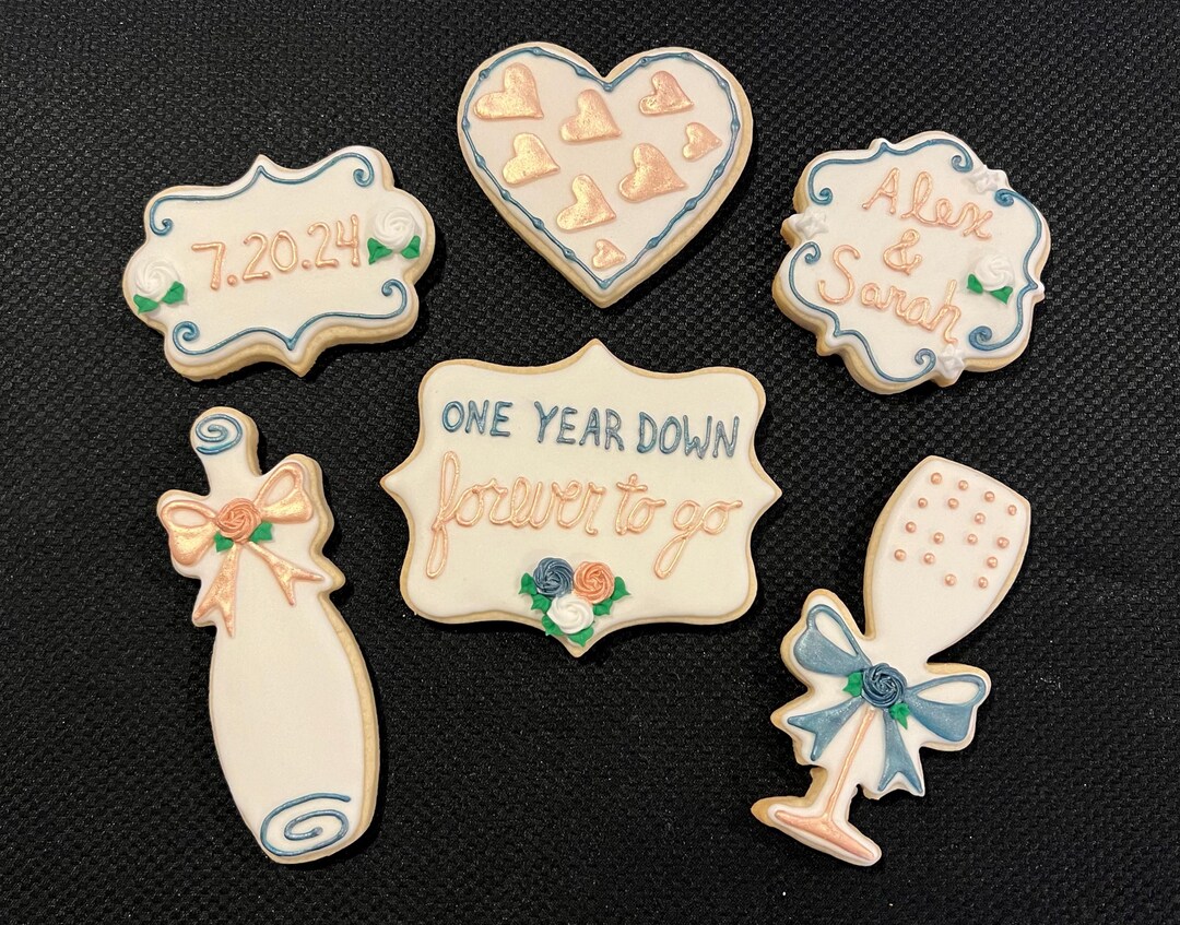 Anniversary Decorated Sugar Cookies, Anniversary Favors, 1st ...