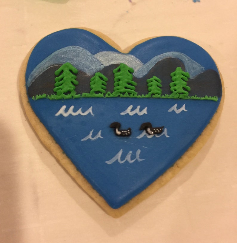 Beautiful Adirondack Heart Decorated Sugar Cookies, Lake Cookies ...