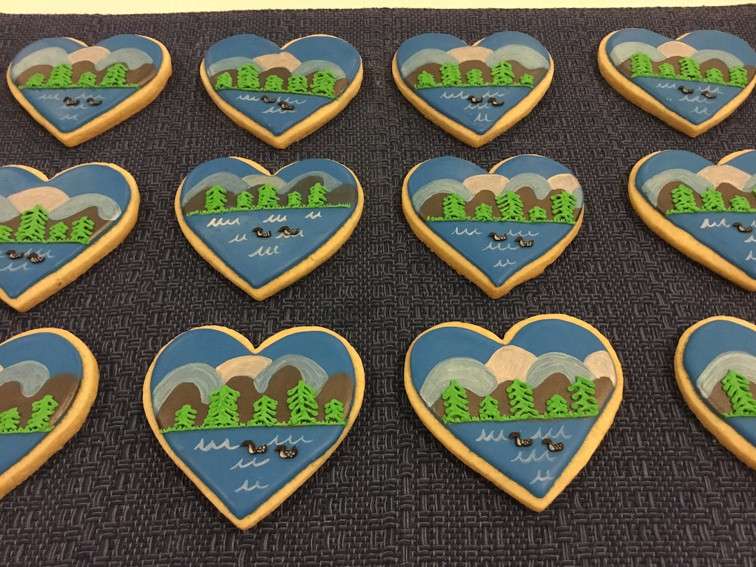 Beautiful Adirondack Heart Decorated Sugar Cookies, Lake Cookies ...