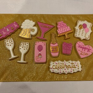 Beautifully Decorated 21st Birthday Decorated Sugar Cookies - Etsy