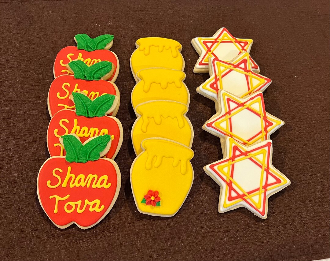 Festive Rosh Hashanah Decorated Sugar Cookies, Jewish New Year Cookies ...