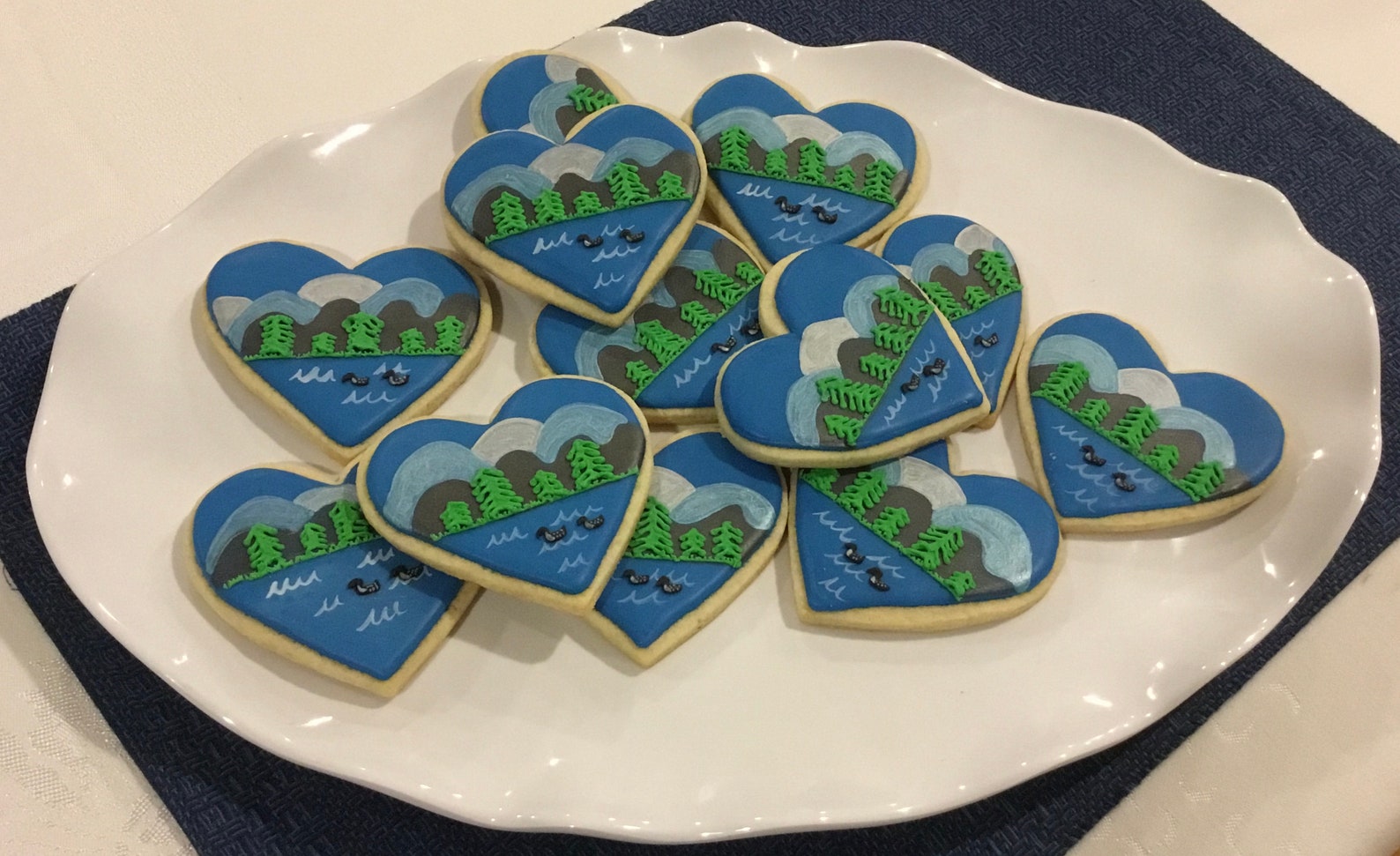 Beautiful Adirondack Heart Decorated Sugar Cookies, Lake Cookies ...