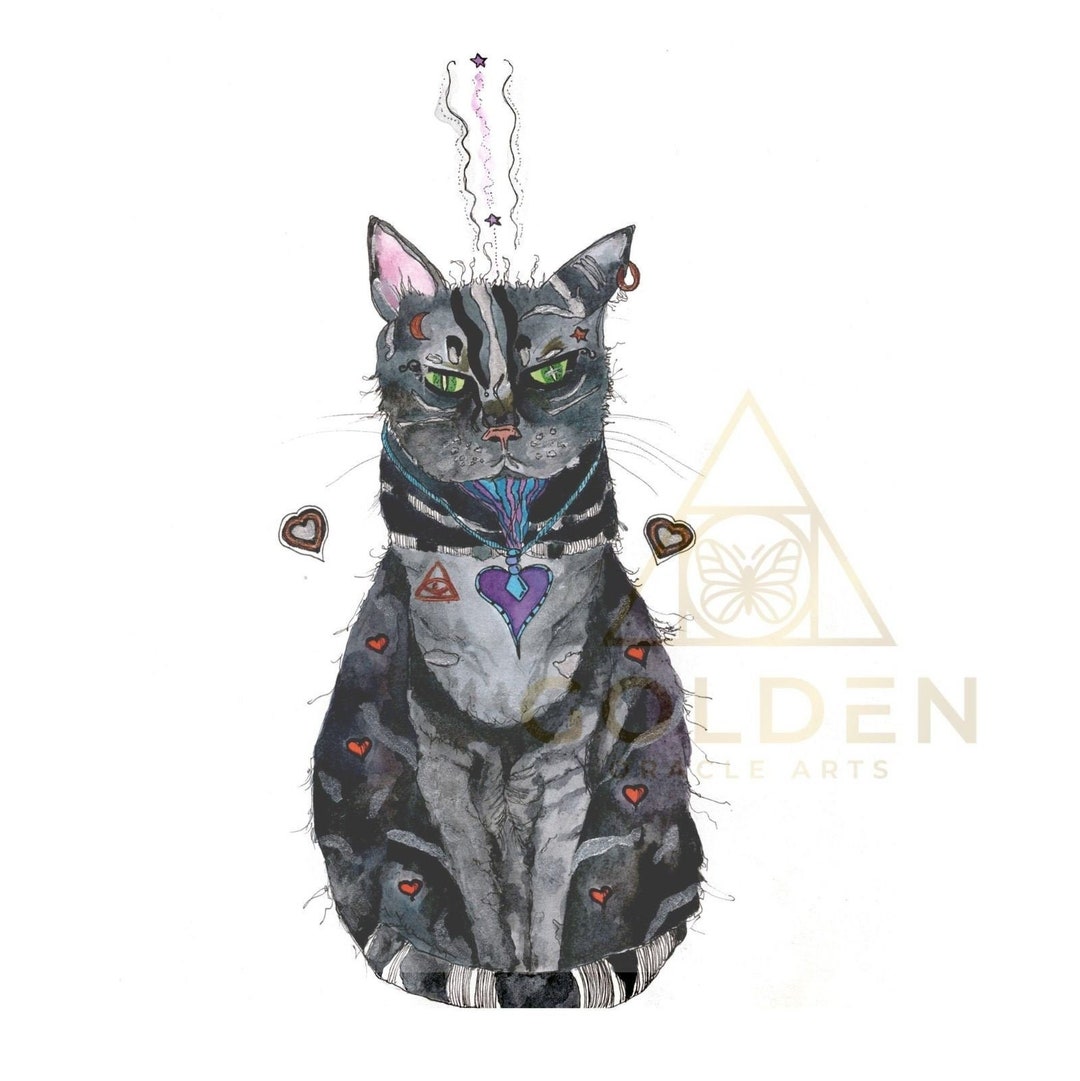 Spirit Cat, Cat Illustration Print, Art Print - Etsy
