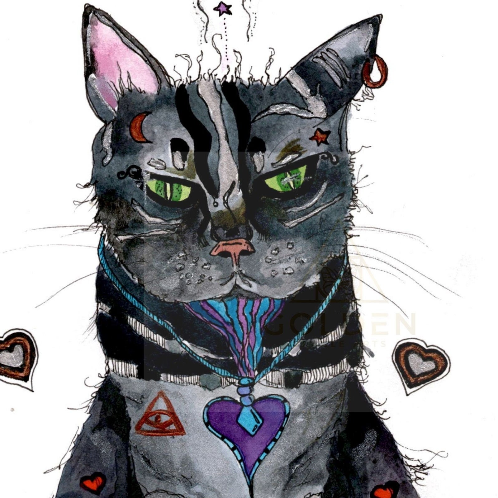 Spirit Cat, Impresión de ilustración de gato, Lámina artística - Etsy ...