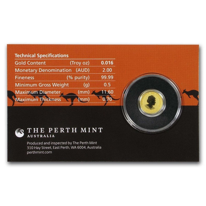 0.5 Gram 99.99 Fine Gold Bullion 24k AUSTRALIAN MINIATURE KANGAROO Coin ...