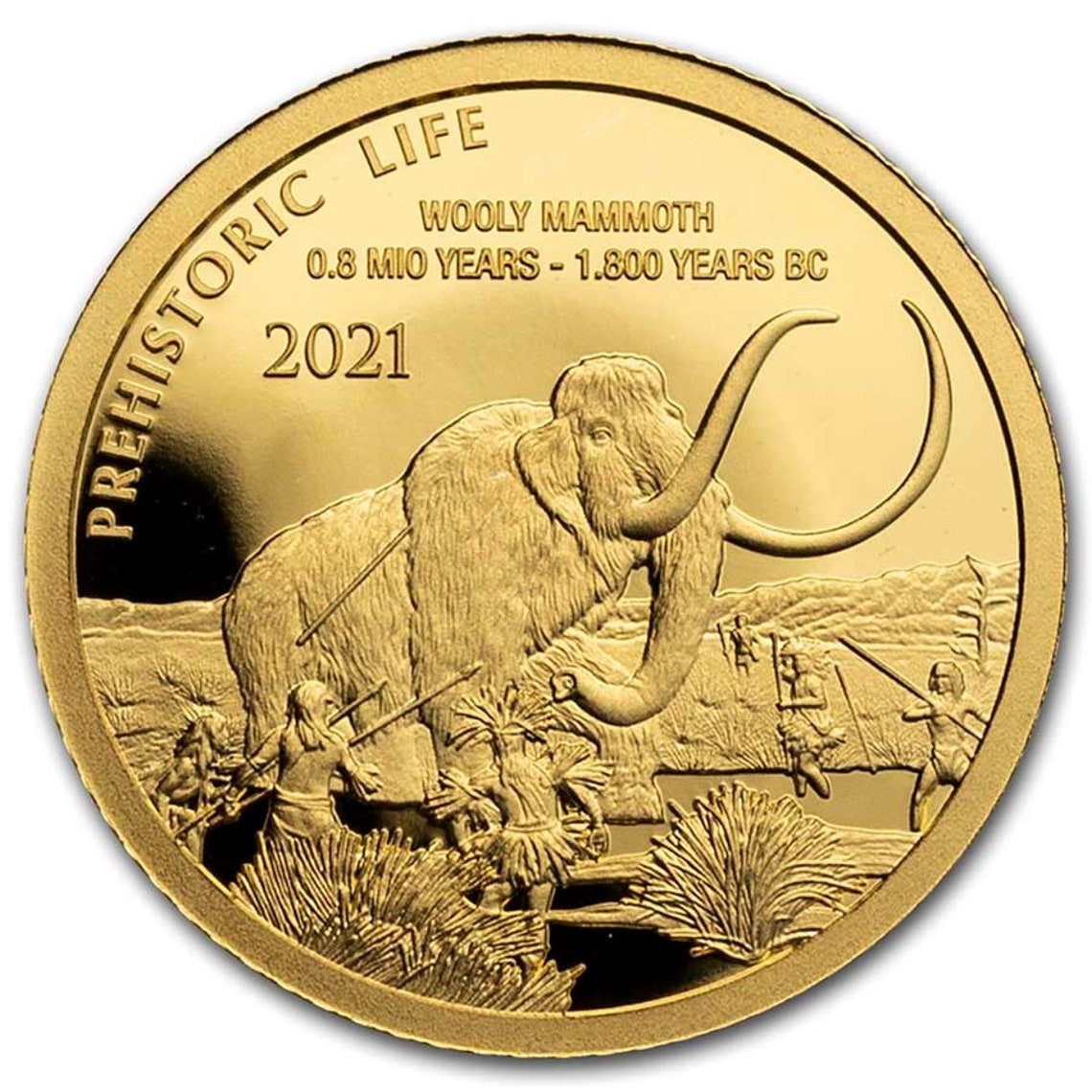 0.5 G .999 Fine Gold Bullion 24k Prehistoric Life WOOLY MAMMOTH Coin ...