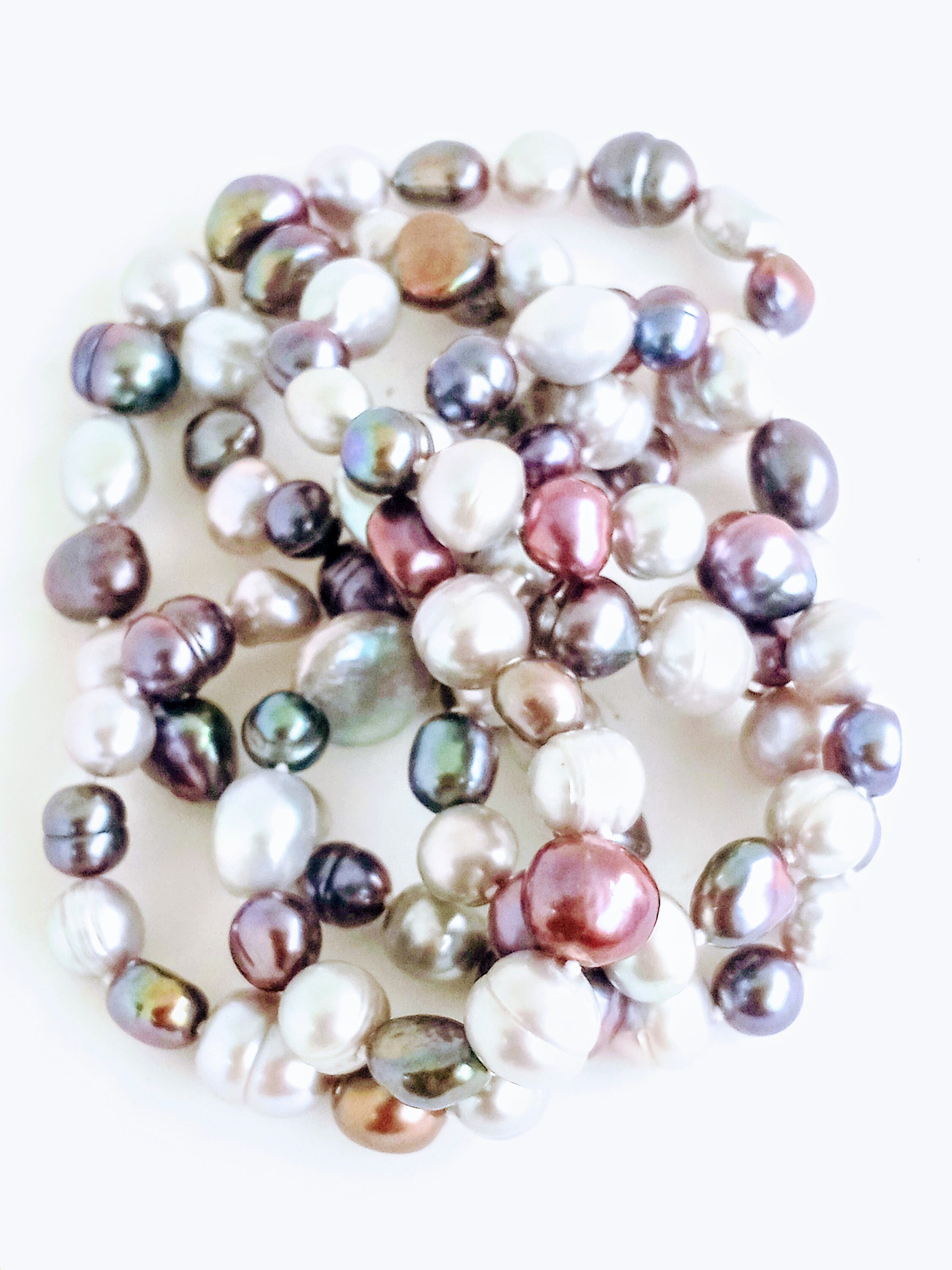 Genuine 36 Strand Multi Colored Cultured Pearl On 925 Silvernecklace Etsy