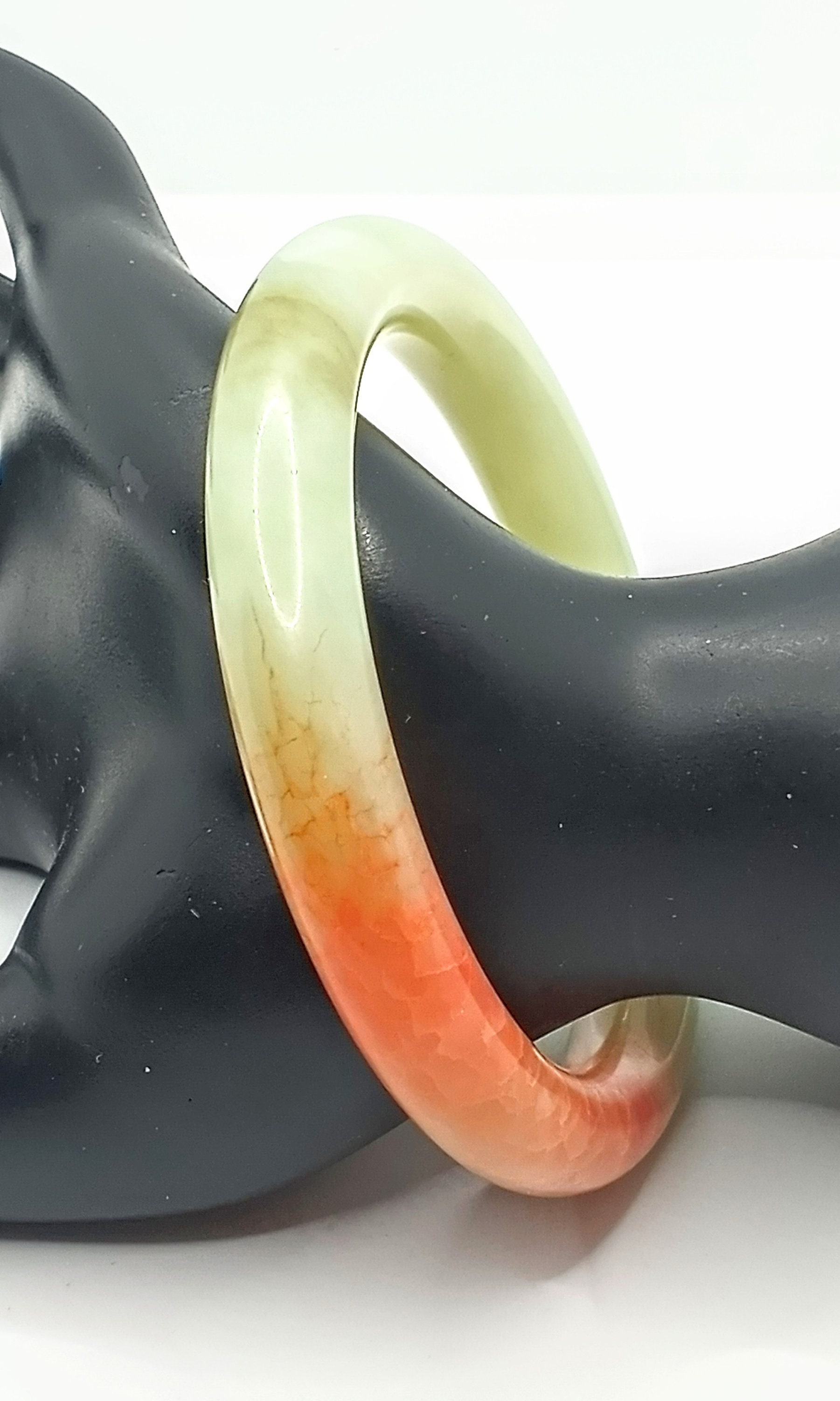 Genuine Green and Fire Orange Natural Jadeite Jade Bangle Bracelet - Etsy
