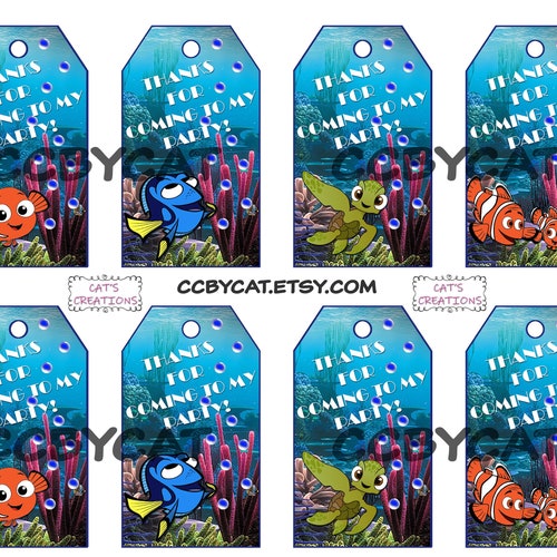 Finding Nemo Thank You Tags Digital File Instant Download - Etsy Canada