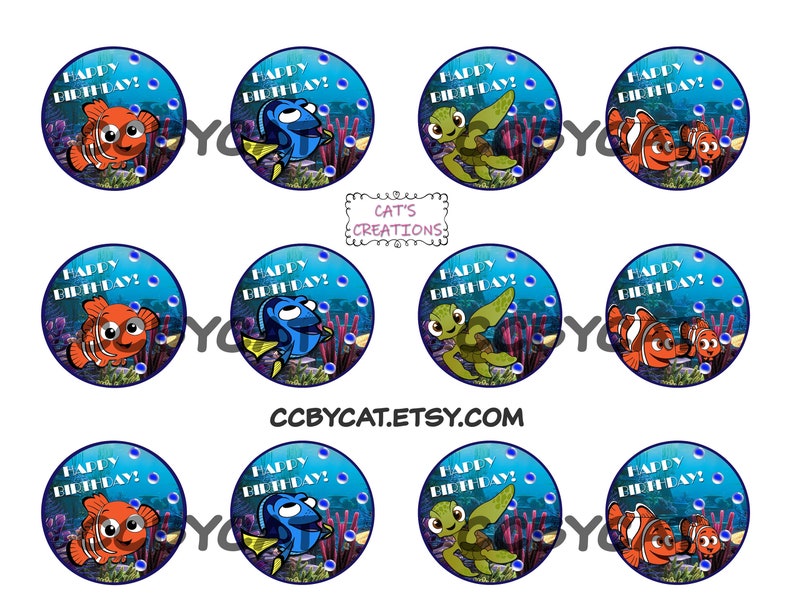 Finding Nemo Cupcake Toppers - Digital File - Instant Download - Etsy