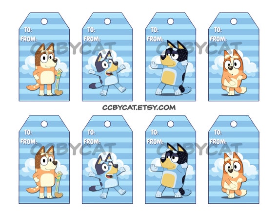 Bluey And Family Gift Tags Digital File Instant Download | Etsy