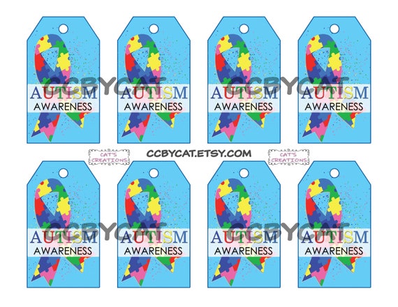 Autism Awareness Tags Digital File Instant Download PDF | Etsy