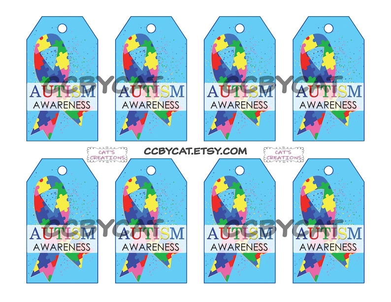 Autism Awareness Tags - Digital File - Instant Download PDF - Etsy