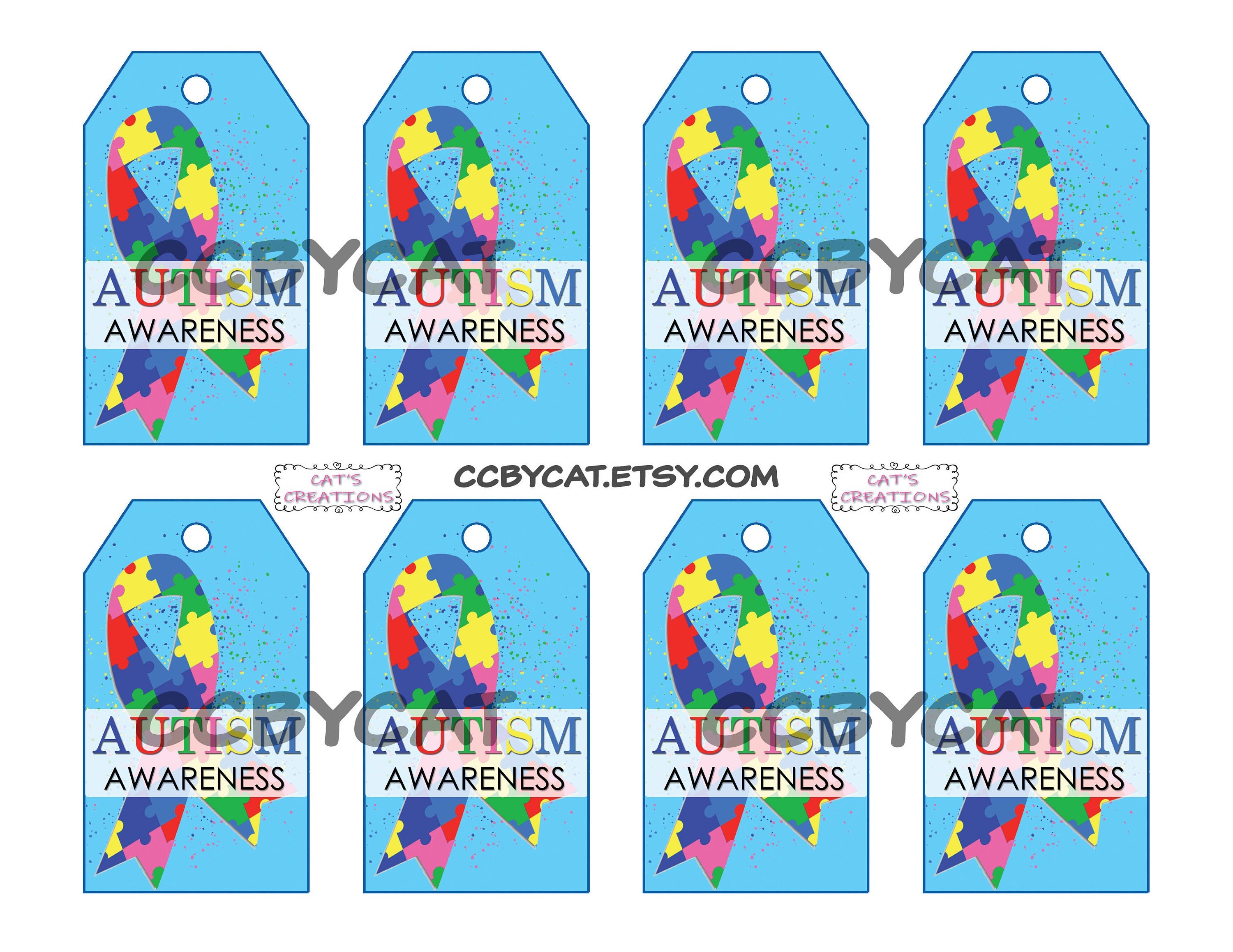 Autism Awareness Tags - Digital File - Instant Download PDF - Etsy