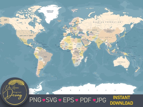 World Map Svg File World Map Ai Svg World Map World Map - Etsy