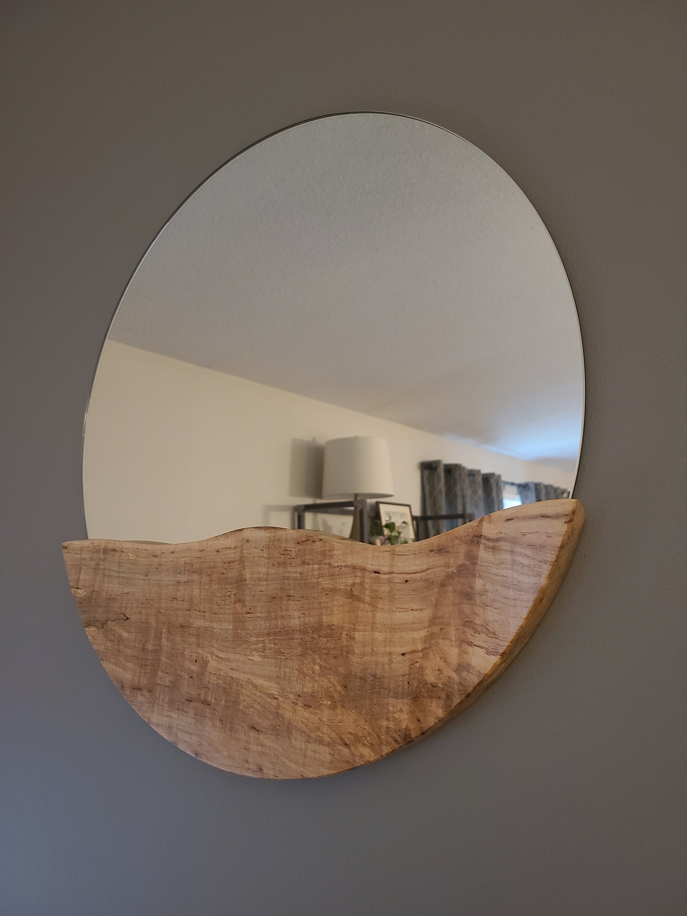 Live Edge Round Mirror Maple - Etsy