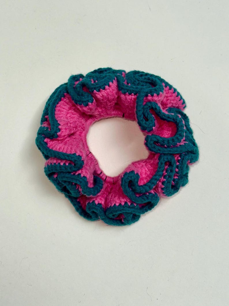 Handmade Crochet Scrunchie • Ruffle Hair Tie, Italian Cotton - Etsy