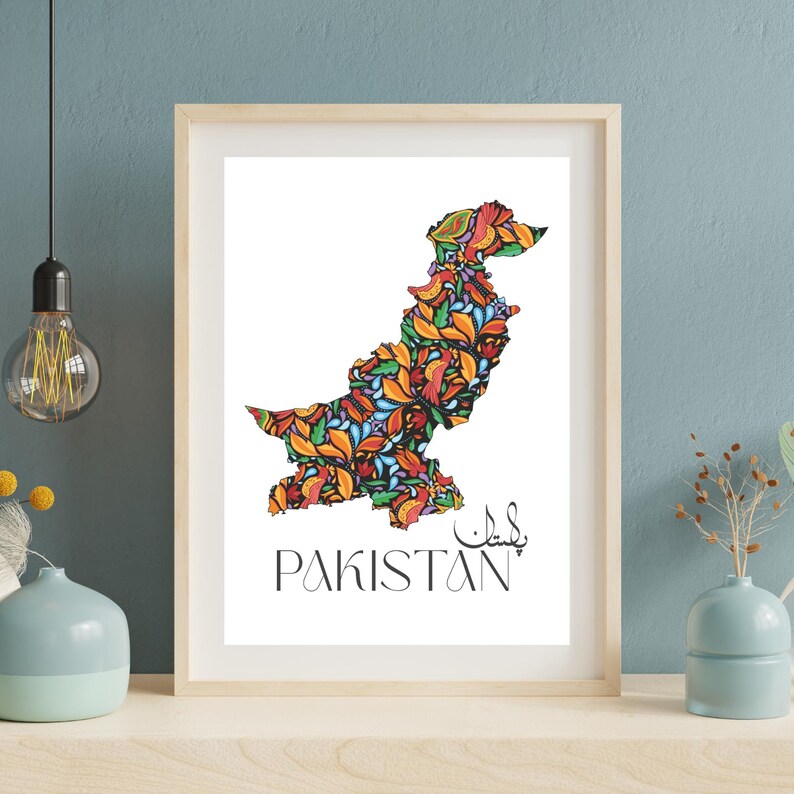 Pakistani Map Truck Art Pattern Wall Art Print, Desi Pakistani Decor ...