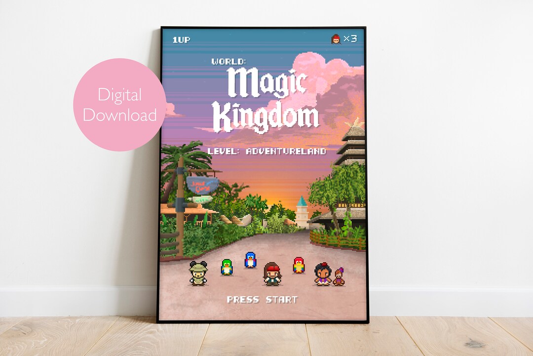 Adventureland Retro Arcade Video Game Pixel Art Poster DIGITAL DOWNLOAD ...