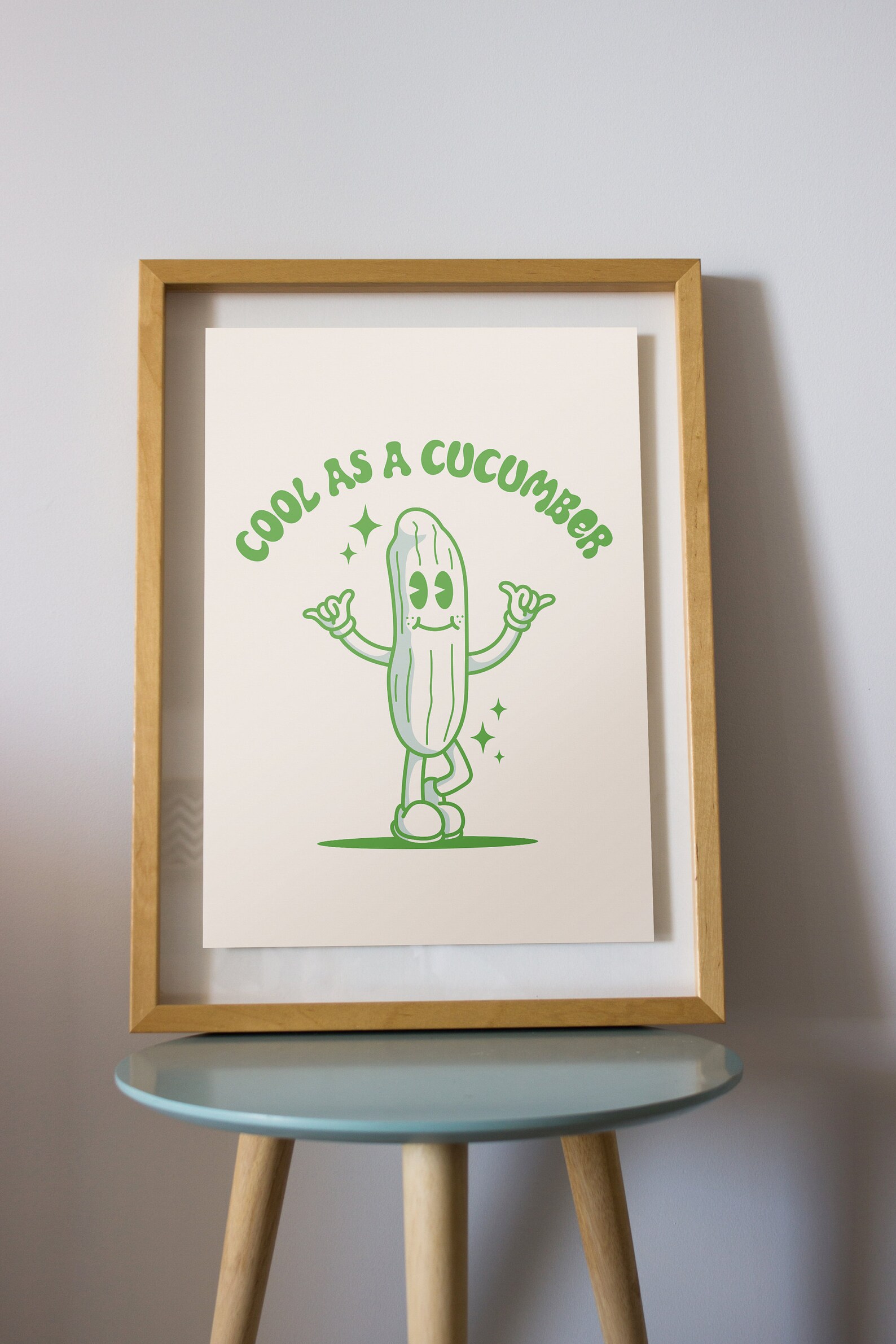Cucumber Retro Character Wall Decor, Retro Inspirational Quote Wall Art ...
