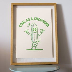 Cucumber Retro Character Wall Decor, Retro Inspirational Quote Wall Art ...