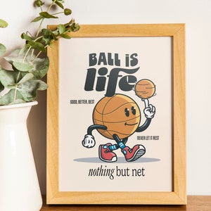Basketball Retro Character Wall Decor, Retro Inspirational Quote Wall ...