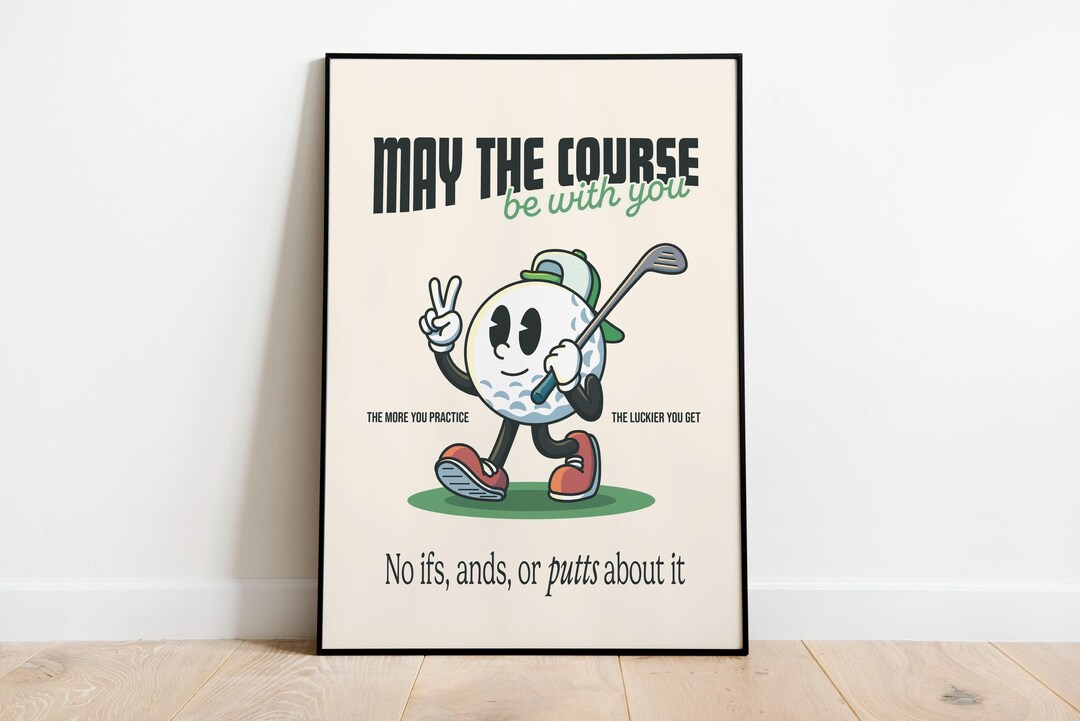 Golf Retro Character Wall Decor, Retro Inspirational Quote Wall Art ...