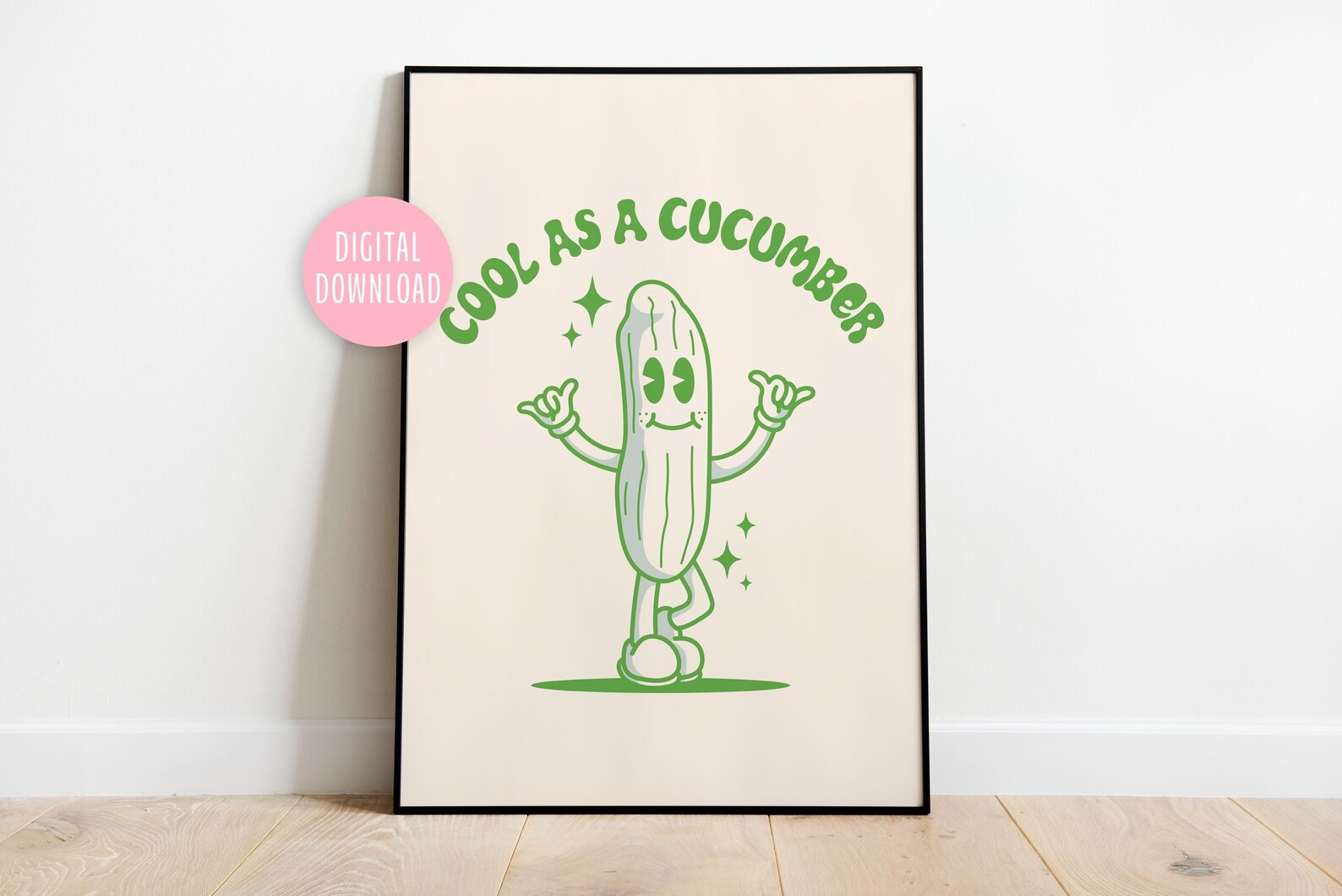 Cucumber Retro Character Wall Decor, Retro Inspirational Quote Wall Art ...