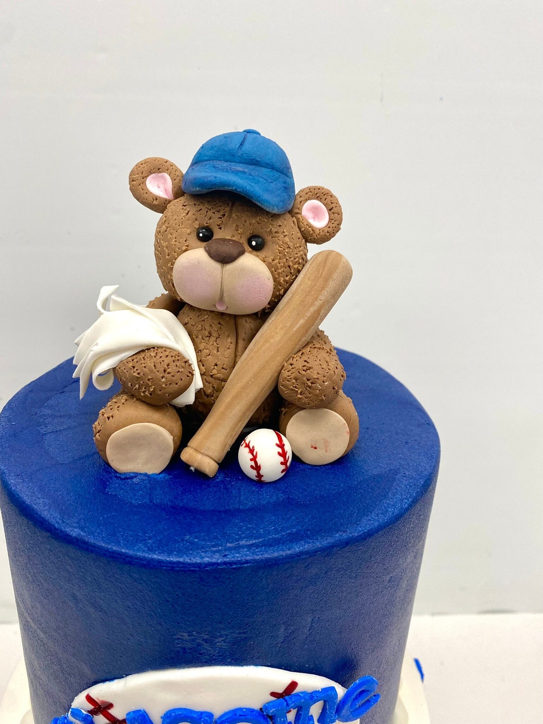 Fondant Bear With Baseball Uniform Little Slugger Cake Topper - Etsy