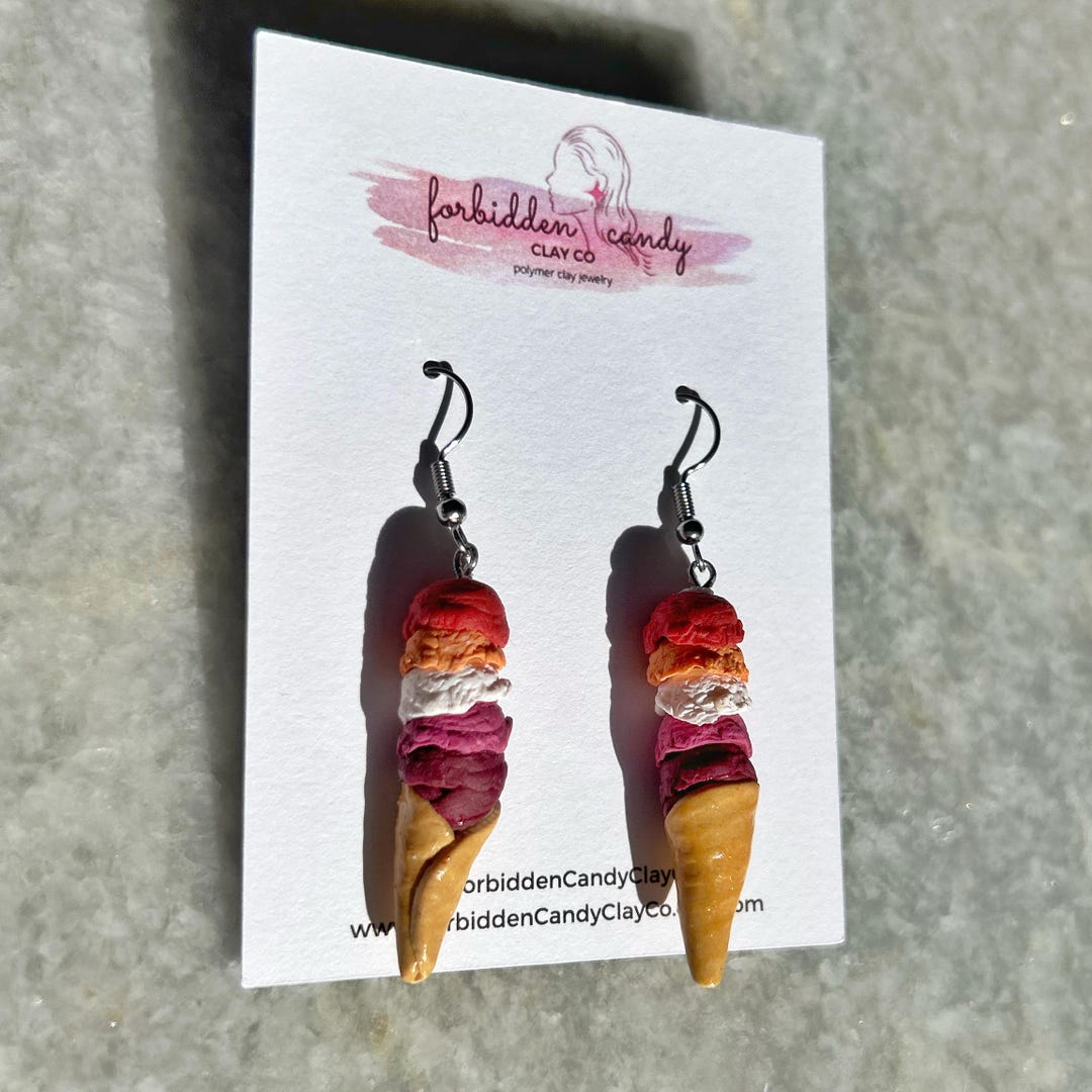 Lesbian Earrings, Lesbian Ice Cream Cone Earrings, Subtle Lesbian Pride ...