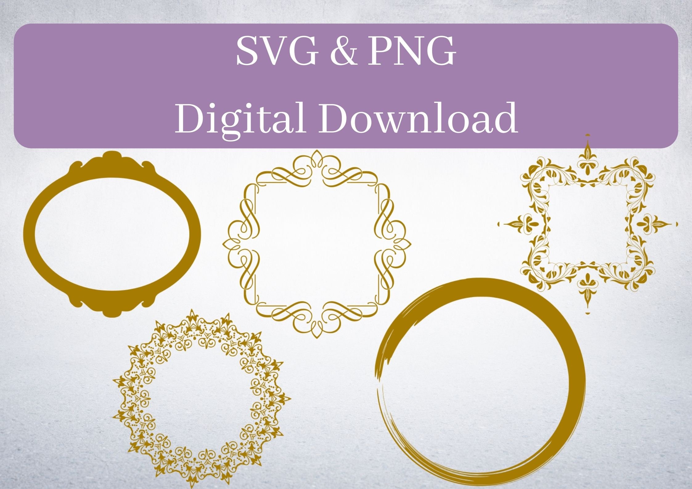 Gold frame SVG PNG Bundle Gold frame Images Frame Digital | Etsy