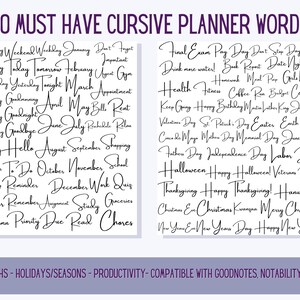 Cursive Word Digital Stickers, Pre-cropped for Goodnotes, PNG File ...