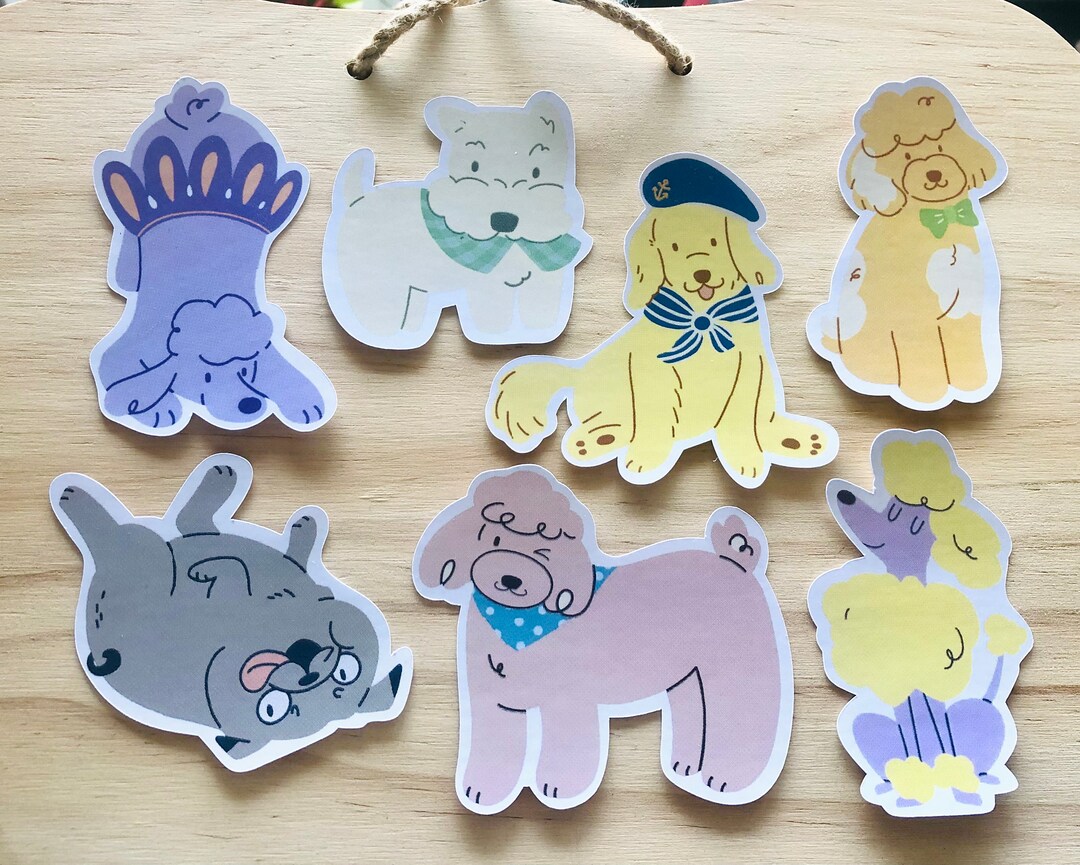 Cute Dog Vinyl Stickers/poodle Stickers/ Golden Retriever Stickers/ Pug ...