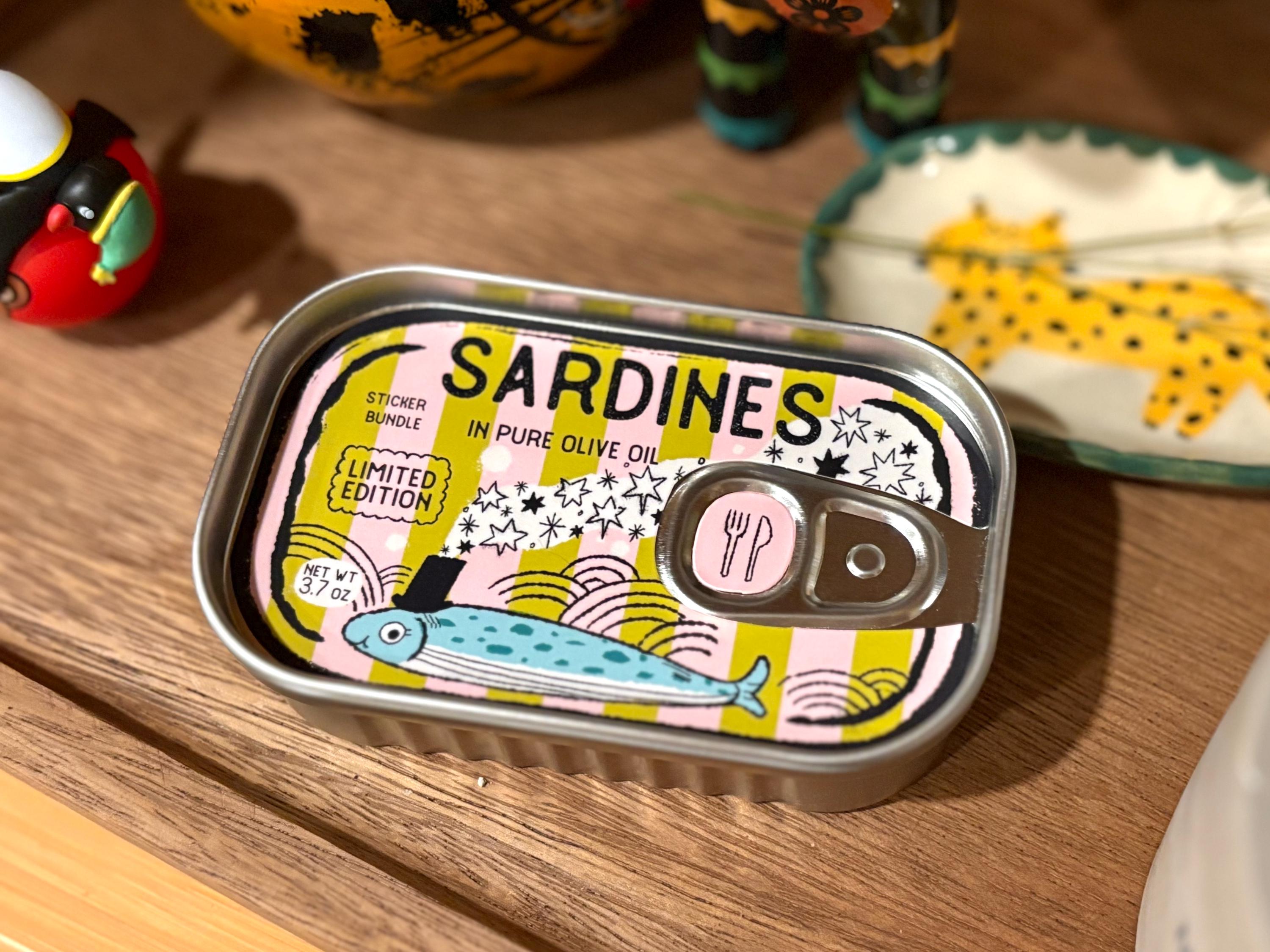 Sardine Tin Sticker Bundle: 5 Vinyl Fish Stickers+1 Reusable Tin - Etsy